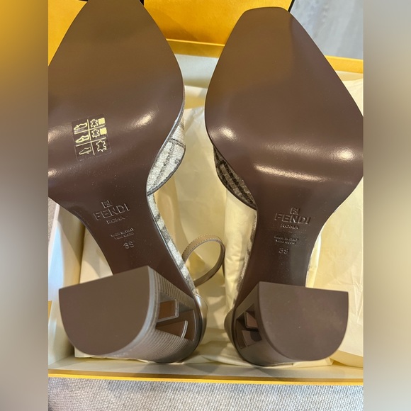 Fendi | Shoes | New In Box Fendi Ff Logo Jacquard Sandal Heels | Poshmark